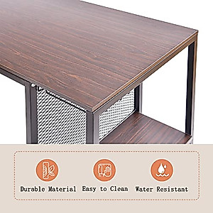 TOOLF Dining Table Set, Bar Table and Chairs Set with Wine Shelf, 3-Piece Dining Table Set with Stroge Shelf, Bar Height Counter Industrial Breakfast Table Set for Kitchen, Living Room