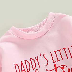 Baby Boy Girl First Valentine's Day Outfit Long Sleeve Crew Neck Sweatshirt Romper Love Heart Onesie Bodysuit Clothes (Daddys Little Valentine, 6-12 Months)