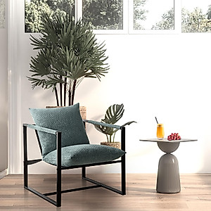 Wimarsbon Modern Accent Chair, Mid Century Sitting Chair with Sponge Cushion, Comfy and Sturdy Lounge Chair with Metal Leg for Bedroom, Living Room, Office,Easy Assembly (Linen - Aqua)