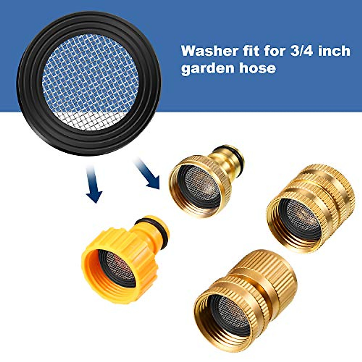 20 Pieces Stainless Steel Filter Garden Hose Washer Seal O Ring Gasket Rubber Washer with 40 Mesh for 3/4 Inch Garden Hose and Water Faucet