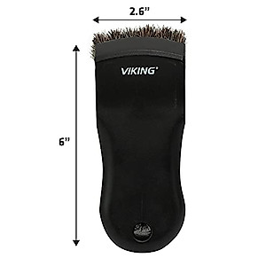 VIKING Leather and Upholstery Cleaning Brush with Natural Boars Hair and Synthetic Fibers for Car Interior, Home, Couch, Stain Remover, Black