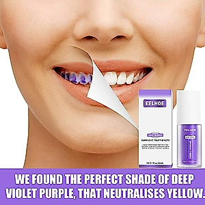 2Pcs Purple Toothpaste for Teeth whitening, Teeth Whitening Toothpaste Tooth Correction Whitening Toothpaste Conceals Stains Improves Teeth Brightness Reduce Yellowing
