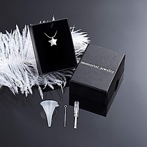 memorial jewelry Small Star Charm Cremation Urn Pendant Ashes Memorial Necklace for Woman Free Filling Kits Include (Steel)