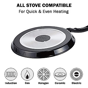 Pigeon Nonstick Handheld Crepe Pan - 27cm (10.5 inches) PFOA Free, Scratch Resistant Coating with 4mm Premium Thick Base Tawa - For pancakes, crepes, rotis, dosas, uttapams and more (Black)