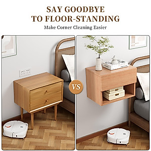 Floating Nightstand, Modern Wall Mounted Bedside Table with Drawer, Wood Bedside Shelf & Desk, End Table Wood Modern Night Stand for Bedroom (Beech, Set of 1)