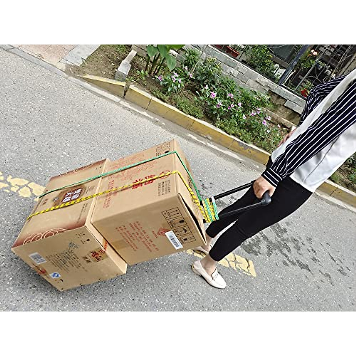 RShop Minisize Luggage Cart with 2 Wheels Lightweight Plastic Carrier Trolley Folding Hand Truck for Shopping Travel, Camping Moving and Office Use (Small Base Plate:12.6 inch X 9 inch), Black (KBGF)