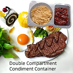 HNOYGNU 20 Sets Double Compartment Condiment Containers with lids,2 Compartment Snack Containers Snack Disposable Plastic Dip Container Snack Container for Takeaway Sauces, Dips and Travelling Snacks