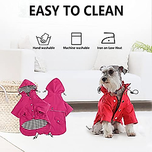 Morezi Dog Zip Up Dog Raincoat with Reflective Buttons, Rain/Water Resistant, Adjustable Drawstring, Removable Hood, Stylish Premium Dog Raincoats - Size XS to XXL Available - Pink - XL