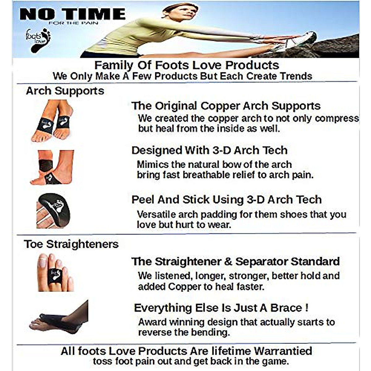 FOOTS LOVE 2 Plantar Fasciitis Braces/Sleeves. Foot Care, Heel Spurs, Feet Pain Relief, Flat & Fallen Arches, High Arch, Flat Feet. (1 Pair Black - One Size Fits All),2 Count (Pack of 1)