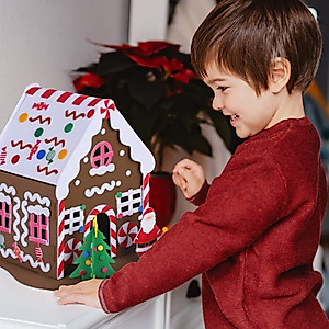 Elcoho 3 Sets of Gingerbread House DIY Craft Kit 3D Christmas Foam Stickers Decorations Party Crafts Decorations for Christmas Party Favors Project Art and Craft DIY Kit