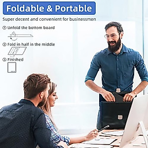 Travel Mouse Pad with Pen/Phone Holder - Foldable Portable for Laptop, PU Leather - Small Modern Thin Multifunctional Mouse Pad - Black