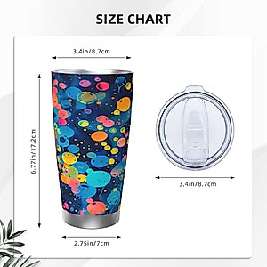 AYCZN Fluorescent Spots 20 OZ Tumbler Stainless Steel Travel Coffee Mug, Colorful Insulated Water Bottle with Lid and 2 StrawsLeakproof Thermal Cup