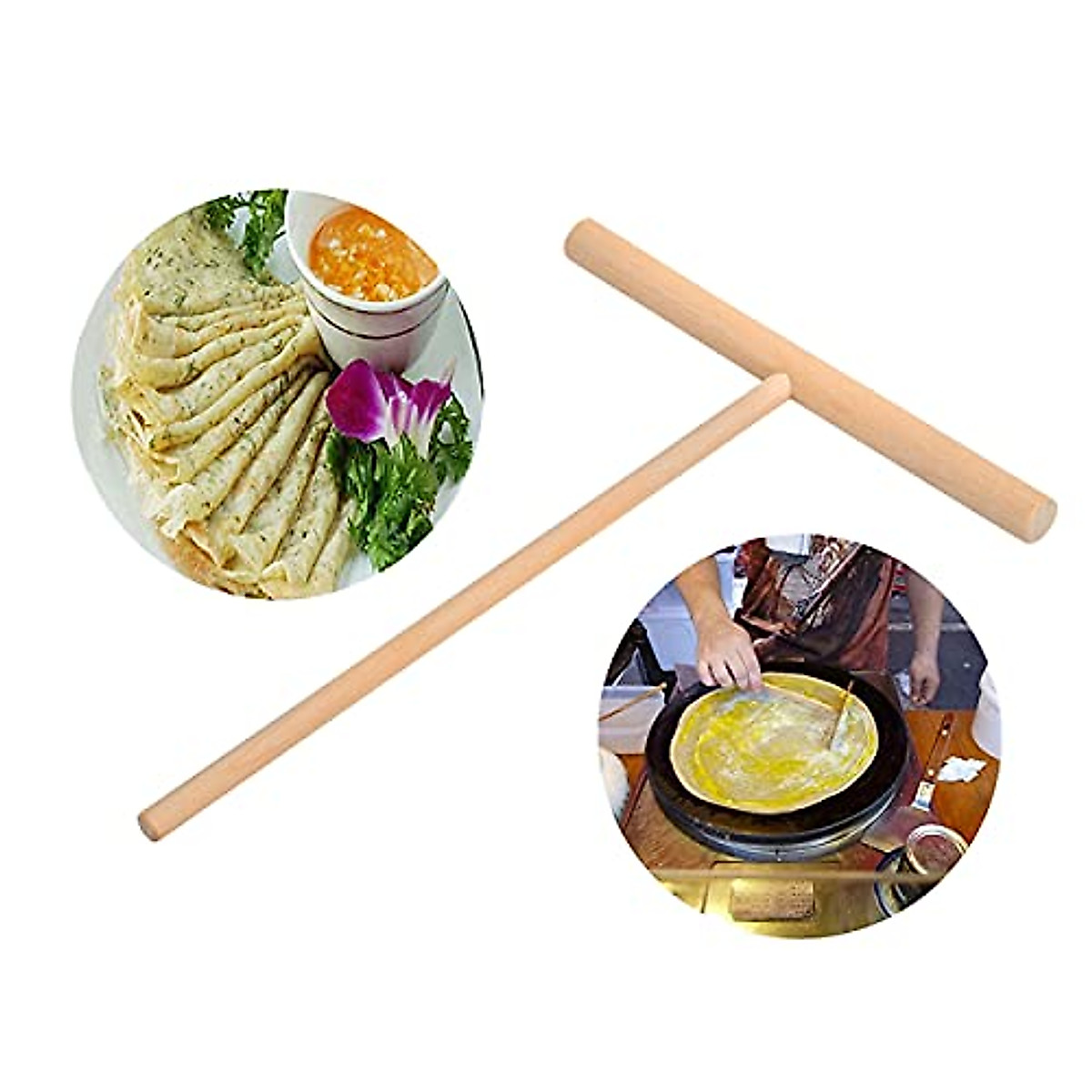 DS. DISTINCTIVE STYLE Crepe Spreader 2 Pieces 6.1 Inches x 4.7 Inches Natural Wooden T-Shaped Tool for Crepes Wooden Crepe Maker Pancake Maker Tool