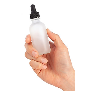 JUVITUS 2 oz / 60 ml Frosted Clear Glass Boston Round Bottle with Graduated Measurement Black Dropper (12 pack) + Funnel