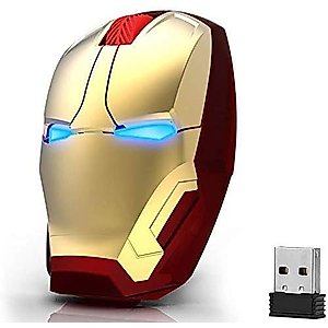 Bever Wireless Mouse Cool Mouse 2.4 G Portable Mobile Computer Click Silent Mouse Optical Mice with USB Receiver, Multi-Color Choosing for Notebook PC Laptop Computer (Gold)