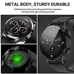 HOAIYO Smart Watches for Men Women (Call Receive/Dial), AMOLED Smartwatch with Heart Rate SpO2 Sleep Calories Counter, Waterproof Fitness Watch for Android iOS Phones (23Black, 1.5")