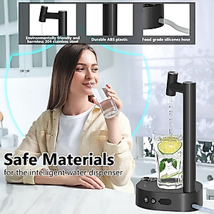 Desktop Water Bottle Dispenser - Smart Night Lights Countertop Water Dispenser 10 Levels Pumping for 5 Gallon Universal Bottle, Intelligent Portable USB-C Charging Water Pump for Home, Office, Outdoor