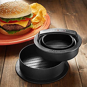 Pure Grill 3-in-1 Burger Press - Patty Maker with 100 Wax Papers for BBQ Grilling Stuffed Hamburgers, Beef Patties, and Sliders