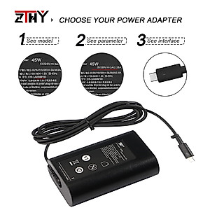 New 45W USB-C Type C AC Adapter Laptop Charger Replacement for Dell XPS 12 13 9360 9365 9370 9300 9380 9310 2-in-1 Latitude 7200 7210 7370 5175 5285 5290 Chromebook 3100 3400 2in1 LA45NM150 Power