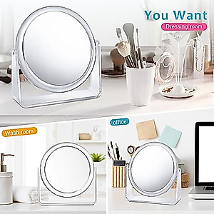 1x/7x Magnifying Makeup Mirror for Desk Double Sided 360°Rotation Desk Mirror,Portable Table Acrylic Small Standing Mirror for Cosmetic
