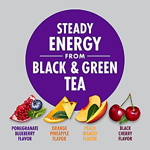 V8 +Energy Peach Mango, Orange Pineapple, Black Cherry and Pomegranate Blueberry Juice Energy Drinks, 8 fl oz Can (24 Pack)