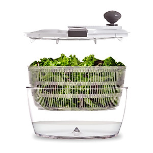 BINO | Salad Spinner - 4.2 Qt | Large Manual Lettuce Spinner with Secure Lid Lock & Built-in Draining System | Salad Spinner with Salad Bowl | Fruit & Vegetable Basket Colander | Kitchen Gadgets