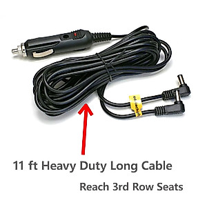 EDO Tech 11 ft Car Charger Power Cord for RCA Single Dual Screen Vehicle Portable DVD Player
