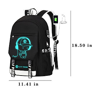 Anime Luminous Astronaut Backpack with USB Charging Port Outdoor Hiking Laptop Bags (6-4PCS)