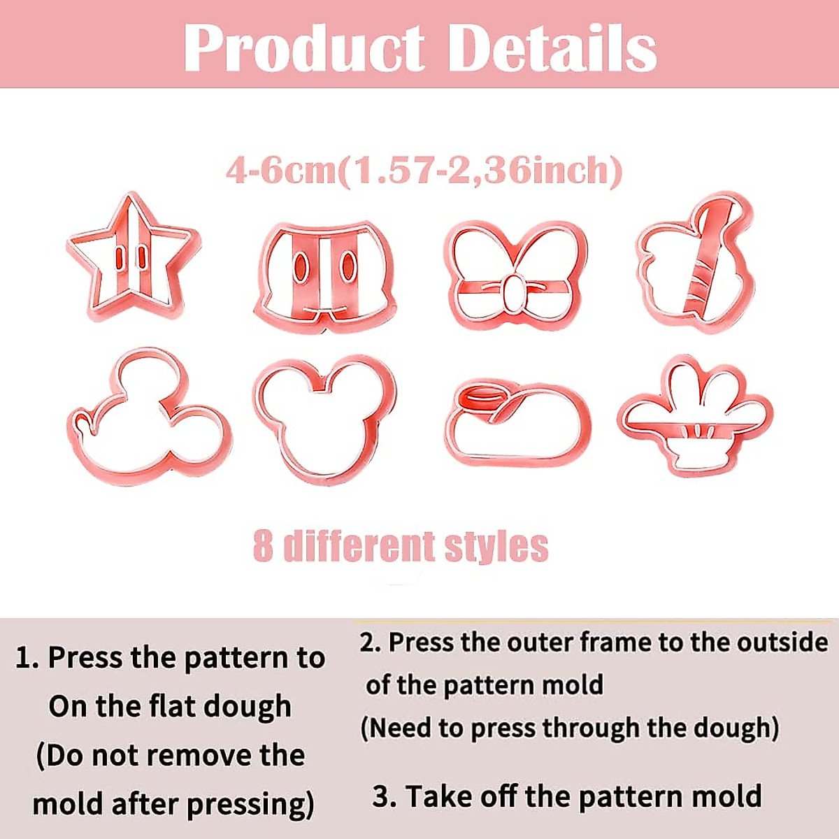 8 pcs Mouse Cookie Stamp, Cartoon Stamped Embossed Cookie Cutter Molds, Children's Baking Set, for Cookie Baking Supplies, Kids Birthday Party