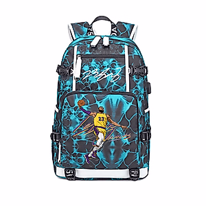 Ansigeren Basketball Player Star JMS 23 Creative Backpacks Sports Fan Bookbag Travel Student Backpack For Men Women (1)