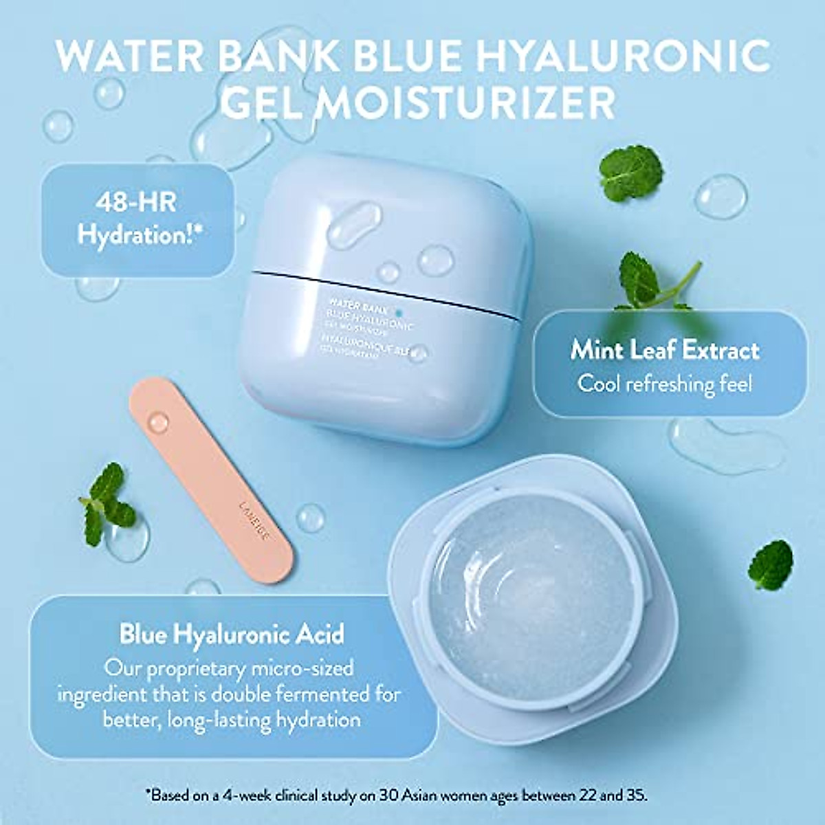 LANEIGE Water Bank Blue Hyaluronic Gel Moisturizer: Hydrate and Visibly Soothe, 1.6 fl. oz.