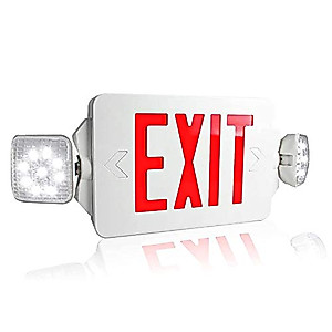 eTopLighting LED Exit Sign Emergency Lighting Emergency LED Light (UL924, ETL Listed) / Rotate LED Lamp Head/Red Letter in White Body, EL2CR-1