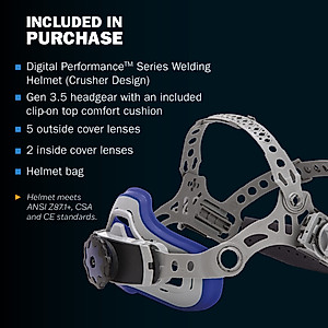 Miller Digital Performance Welding Helmet (Crusher) - Auto-Darkening Welding Helmet with Clearlight 2.0 Technology - Lightweight Welding Hood - Welding Mask Head Protection Gear with 7.22 sq. in. View