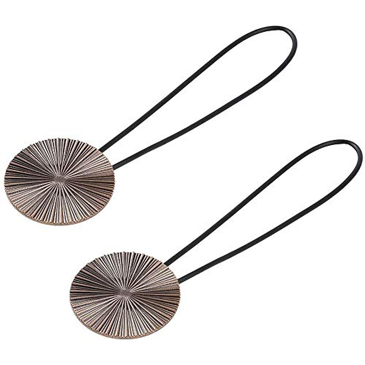 Magnetic Curtain Tiebacks Clips Decorative Rope Holdbacks, 2 Pack Sector Tie Backs Weave Holder for Window Draperies Hold Curtains Drape Ties Backs Holdback, Bedroom Home Décor (2, Rose Gold)