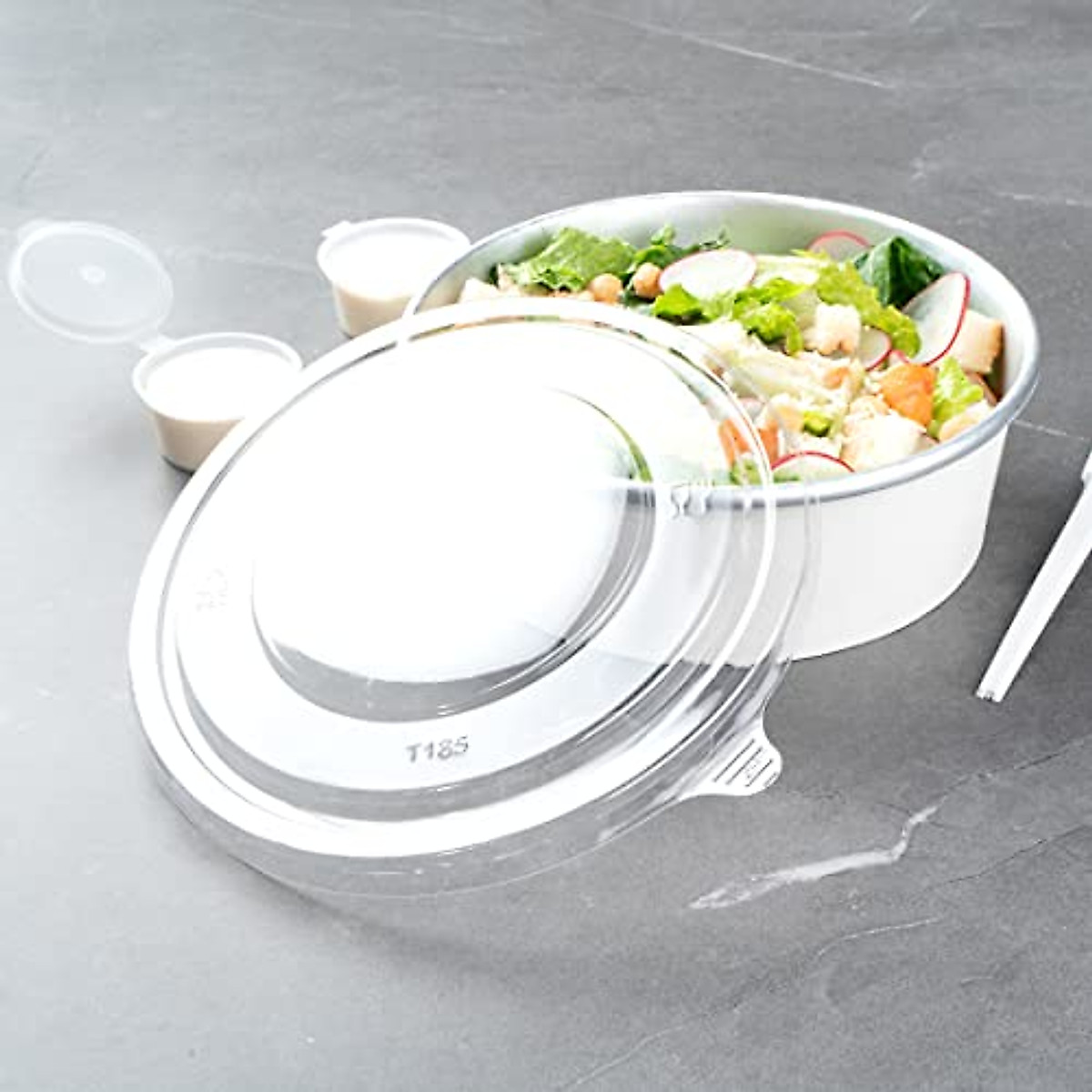 Restaurantware LIDS ONLY: Foil Lux Lids For 45 OZ Take Out Containers 200 Lift Tab Lids For Food Containers - Disposable Clear Plastic Food Container Lids Containers Sold Separately