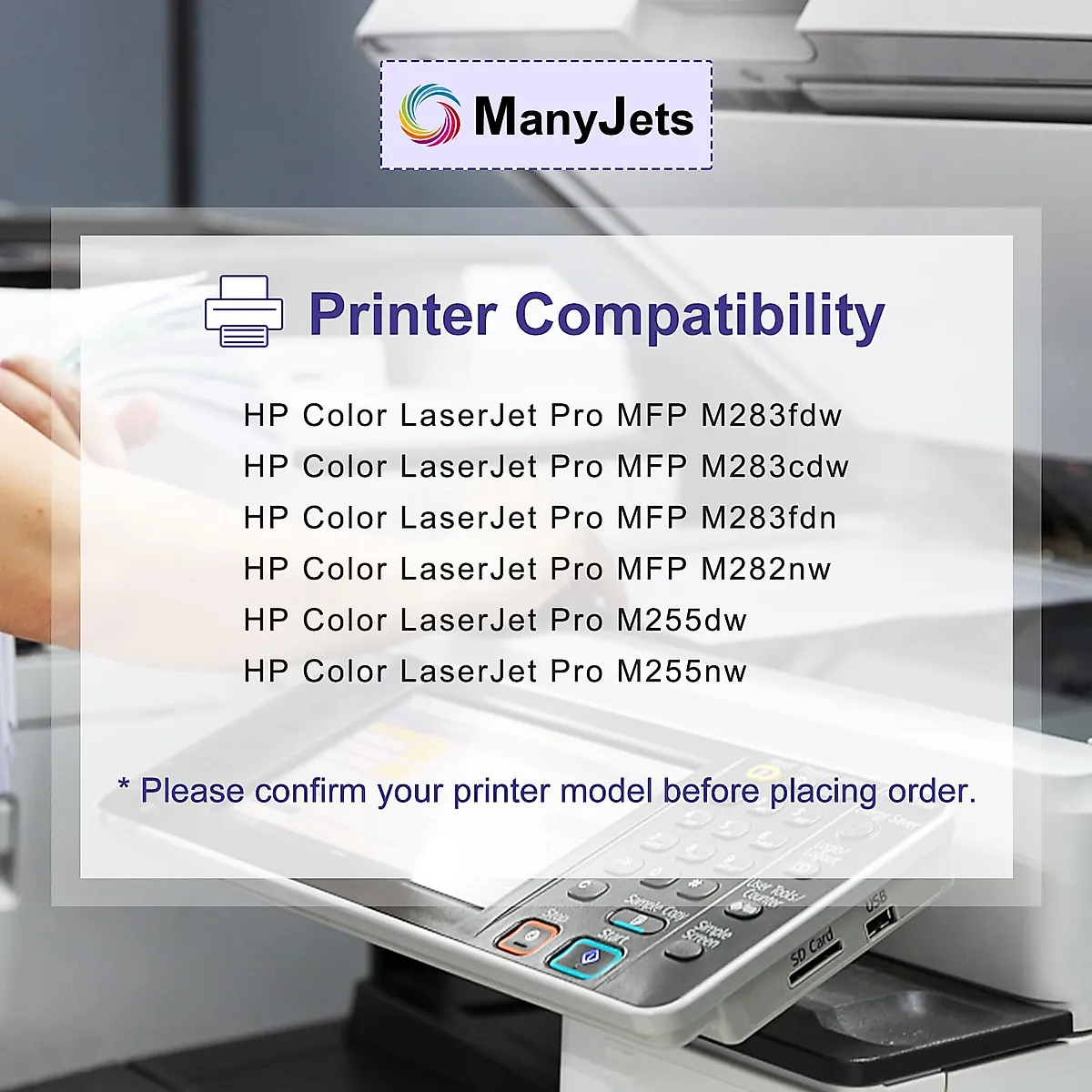 ManyJets 206A Compatible Toner Cartridge with Chips Replacement for HP 206A W2110A 206X W2110X Black Work with HP Pro M283fdw M255dw M283cdw M282nw M283fdn M255nw Printer (Black,2-Pack,with Chips)