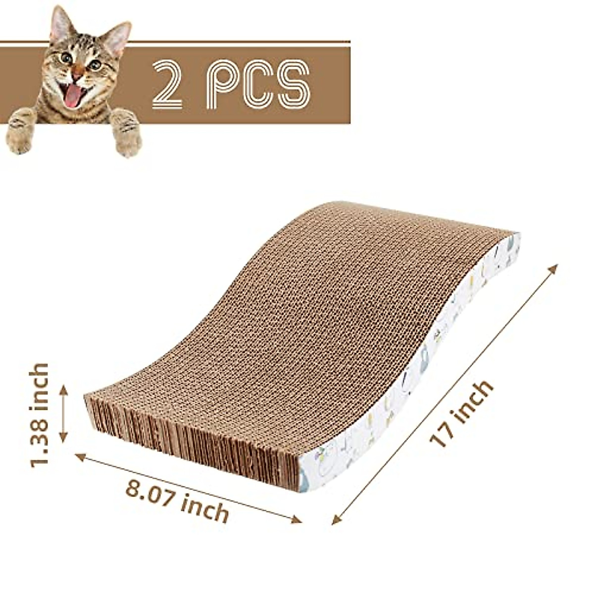 Cardboard Scratcher Pad, 2 Pcs Cat Scratchers for Indoor Cats Grinding Claw and Tooth Board Cat Scratcher Cardboard Cat Scratching Board
