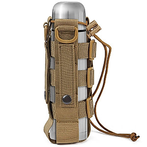WICHEMI MOLLE Water Bottle Pouch Minimalist Adjustable Straps Tactical Water Bottle Holder Kettle Pouch Belt Bottle Carrier Bag for 17-84 Oz Water Bottle (Brown)