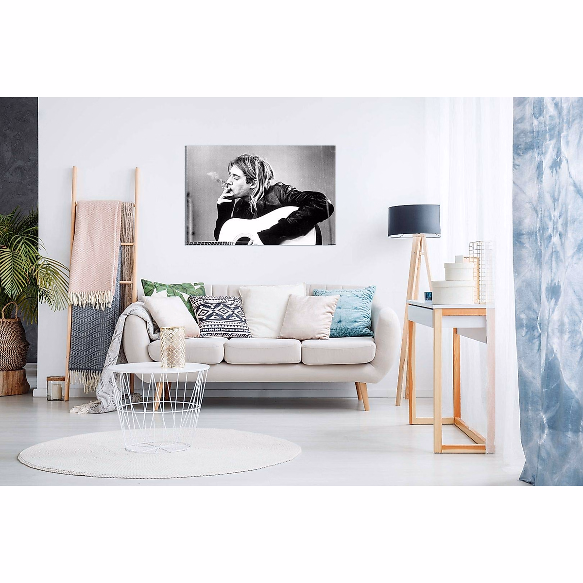 Kurt Cobain Nirvana Smoking Canvas Wall Art Picture Print (18x12in)