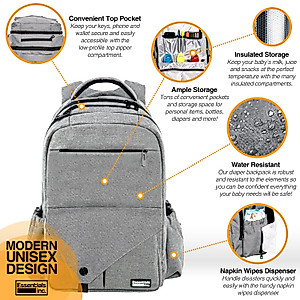 Diaper Bag Backpack with Stroller Straps, Baby Changing Mat & Multi Pockets - Insulated Milk Bottle Pockets, Water Resistant, Large Unisex Design for Men & Women (Large)