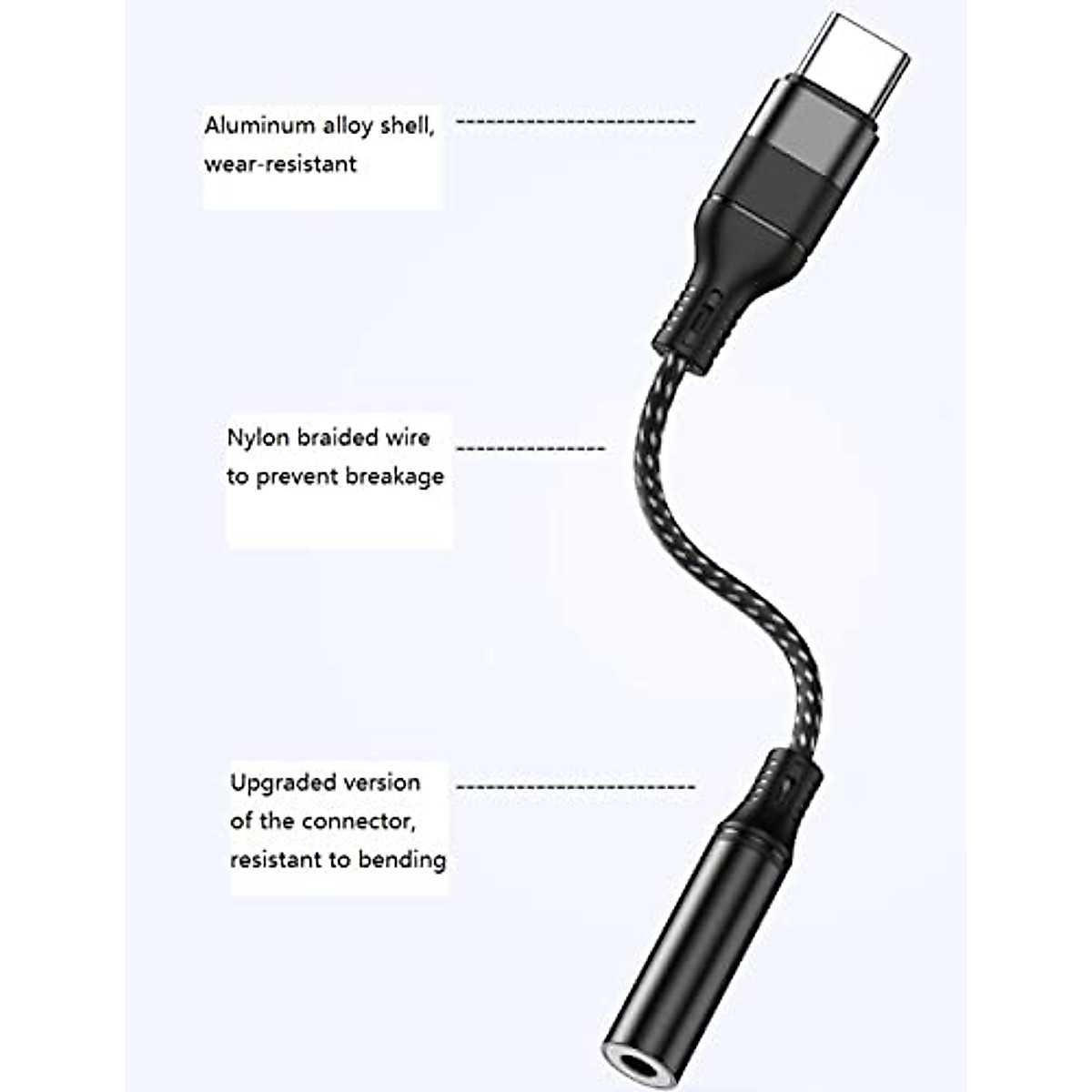 navor USB C to 3.5mm Headphone Jack Adapter Cable, Type C to Aux Audio Dongle Converter Adapter Compatible with Samsung Galaxy S22 S21 S20, Google Pixel 5, iPad Pro and More