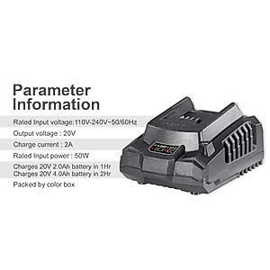 INGCO 20V Fast Intelligent Charger, Compatible with All INGCO 20V Power Tools FCLI2001A