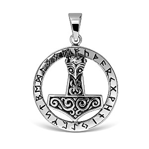 WithLoveSilver Sterling Silver Viking Amulet Norse Warrior Hammer of Thor Mjolnir Pendant