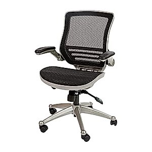 Flash Furniture Warfield Mid-Back Transparent Black Mesh Executive Swivel Office Chair with Graphite Silver Frame and Flip-Up Arms