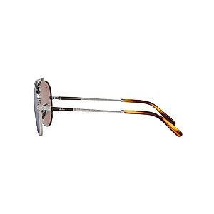 Ray-Ban RB8225 Aviator Titanium Sunglasses, Silver/Grey Mirrored Blue, 62 mm