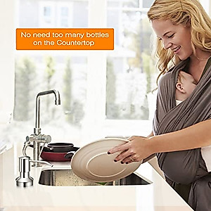 Sink Soap Dispenser for Kitchen Sink, Countertop Built in Sink Soap Dispenser with 47”Extension Tube kit, No Need to Fill The Little Bottle Again (Brushed Nickel)