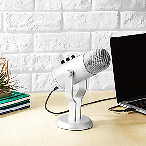 Amazon Basics Professional USB Condenser Microphone with Volume Control and OLED Screen, Silver