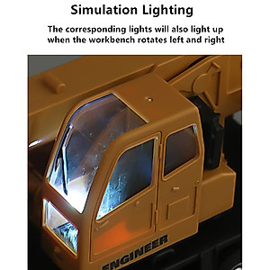 QAQQVQ RC Crane Truck Toy, 2.4G Remote Control Car Toy RC Construction Vehicles with Lights and Sound, Gifts for Kids 8 Years Old and Up