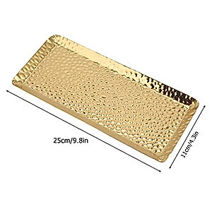 Serving Platter, Elegant Pastry Serving Tray Hammered Dishwasher Safe for Restaurant (Gold)