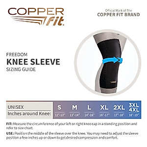 Copper Fit Unisex-Adult's Freedom Knee Compression Sleeve, black, X-Large